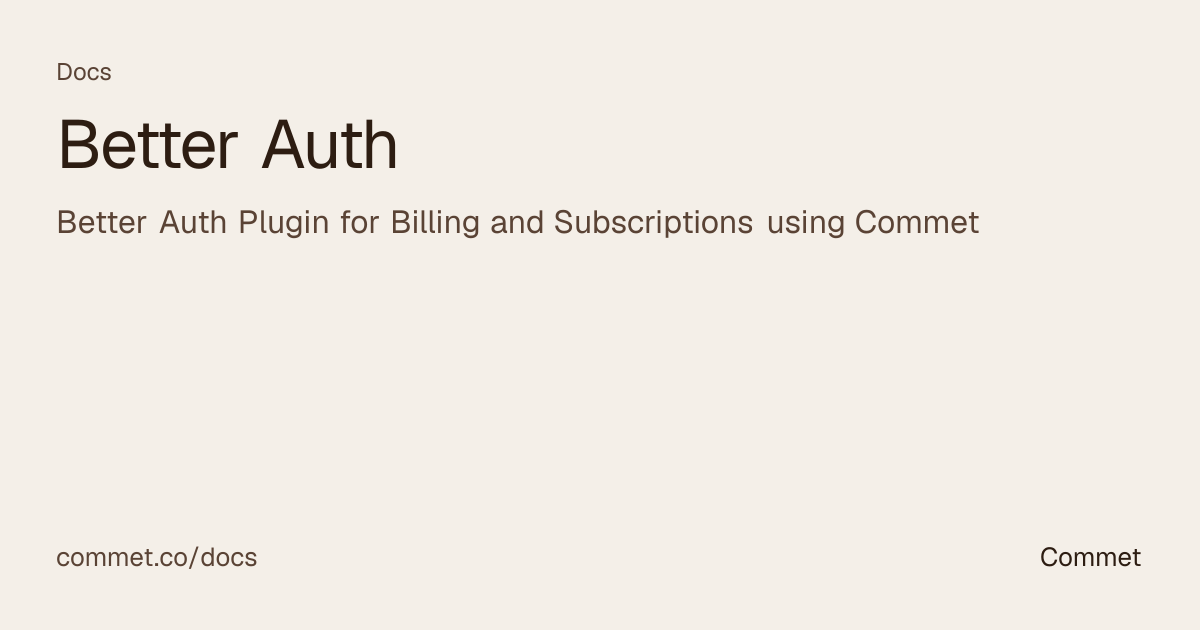 Better Auth | Commet