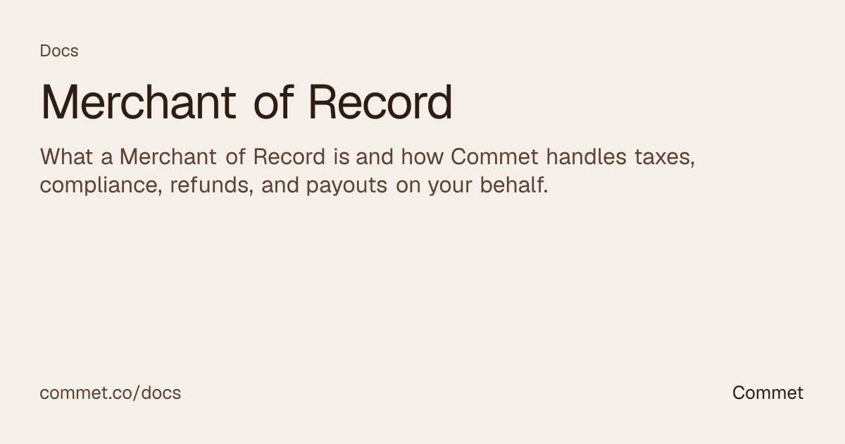Merchant of Record | Commet